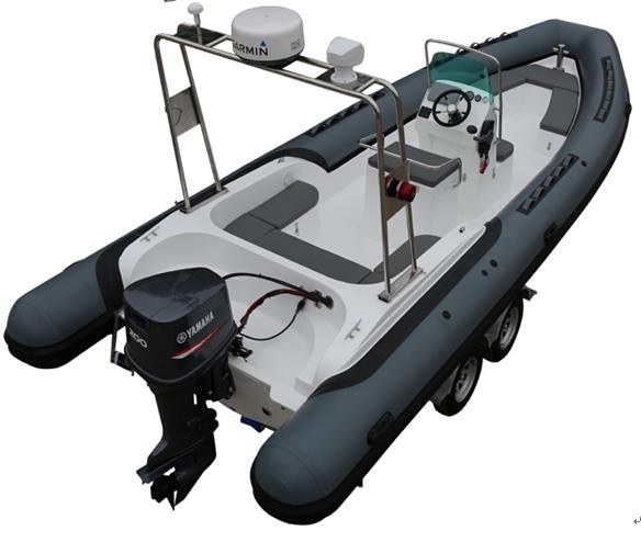 Black Hypalon color Rigid Hull Inflatable RHIB Boat with Outboard Motor ...